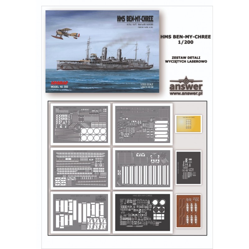 Laserové doplňky pro papírový model parníku HMS Ben-My-Chree